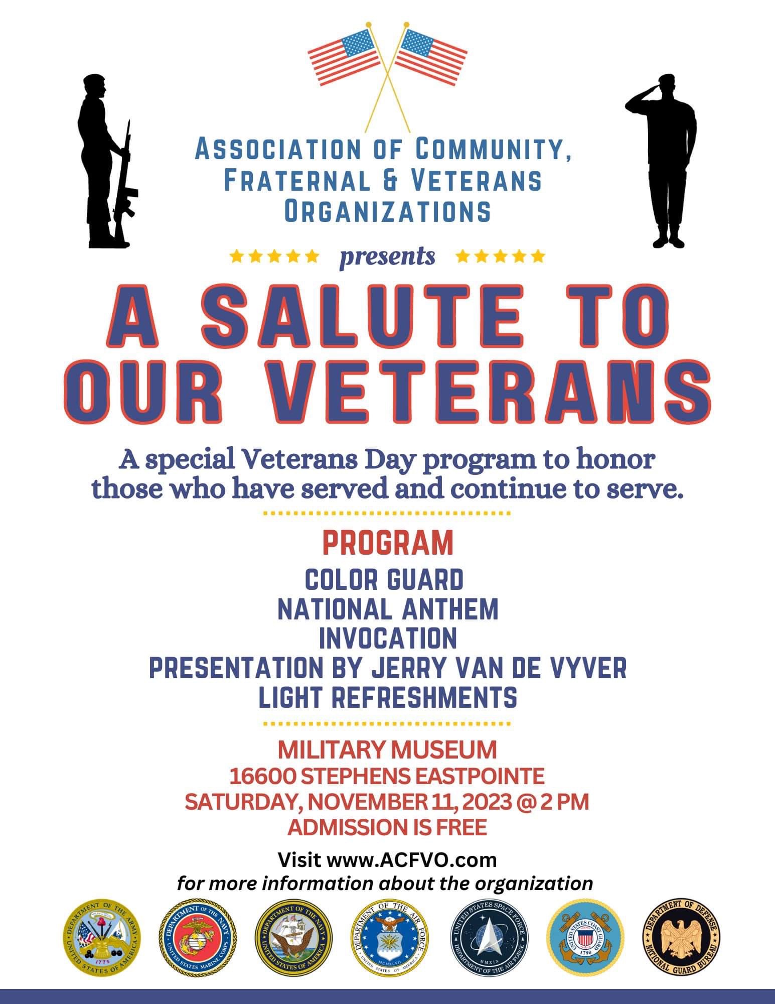 Veterans Day 2023 - Association of Community, Fraternal, & Veterans ...